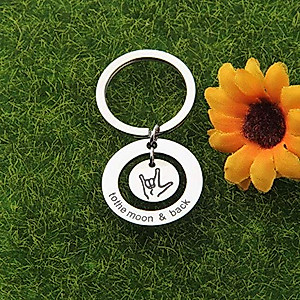 AKTAP Sign Language Jewelry I Love You to The and Back Keychain ASL Sign Language Gift Interpreter Gift ASL Jewelry