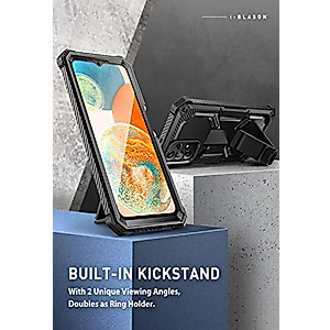 i-Blason Armorbox Designed for Samsung Galaxy A23 5G Case/A23 4G Case (2022 Release) with Kickstand & Belt Clip Holster, Full Body Protective Bumper Case with Built-in Screen Protector (Black)