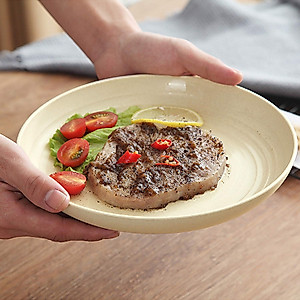 shopwithgreen Wheat Straw Reusable Kids Plates, Camping Outdoor Sets, for Kitchen, Dorm Room, Toddler, Children Baby Feeding, Microwave Dishwasher Safe, Unbreakable Lightweight, 7.8 Inch, 4 PCS