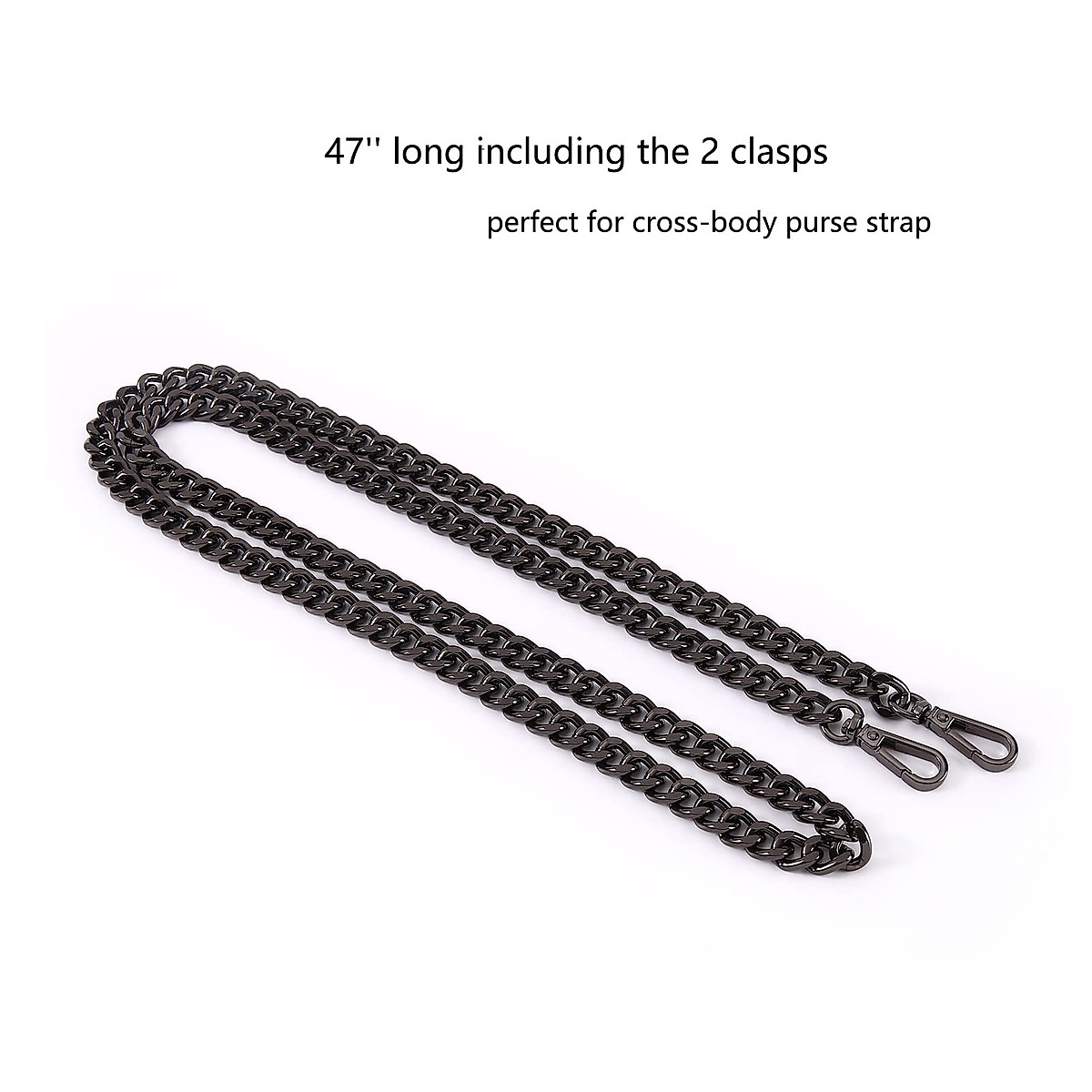 Xiazw 47'' Light Metal Crossbody Purse Chain Straps Replacement for Bag Handbag (Black)