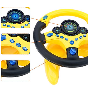 deAO Kids Steering Wheel Toy Simulation Steering Wheel Toy with Light and Sound Driving Toys Childhood Educational Gift (Yellow)