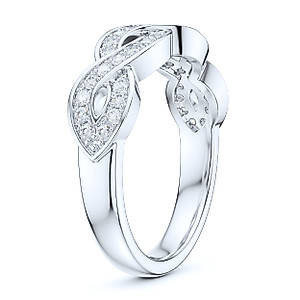 PRSTANI Sterling Silver Fancy Wave Intersecting Infinity Round Brilliant Cut Genuine Moissanite Matching Ring Wedding Band (7.5)