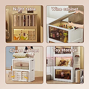 Storage Bins with Lids,Collapsible Closet Organizers with Double Door,Foldable Toy Storage with front opening.Dorm Room Essentials,21Gal Folding Car Organizer.