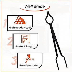 FEBTECH Campfire Tongs 30 Inch - Black Log Grabber Firewood Claw Tongs for Indoor Fireplace, Outdoor Fire pit Campfire Wood Stove