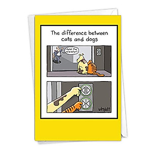 NobleWorks - 1 Funny Card for Happy Birthdays - Hilarious Cartoon Notecard with Envelope, Bday Celebration (Buyer Discretion Advised) - Hold the Elevator C4856BDG