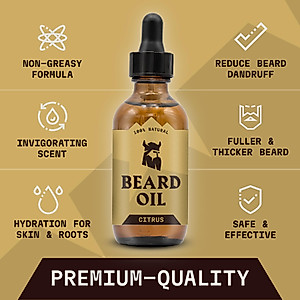 Striking Viking Scented Beard Oil Conditioner for Men (Large 2 oz.) - Naturally Derived Formula with Tea Tree, Argan and Jojoba Oils with Citrus Scent - Softens, Smooths & Strengthens Beard Growth