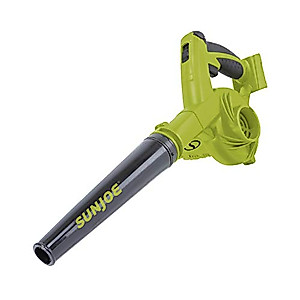 Sun Joe 24V-WSB-CT 185-MPH 105-CFM Max Cordless Rechargeable Multi-Purpose Workshop Blower w/20,000+ RPM, 2 x Dust Bags, and Trigger Lock-On to Reduce Fatigue, Green/Black