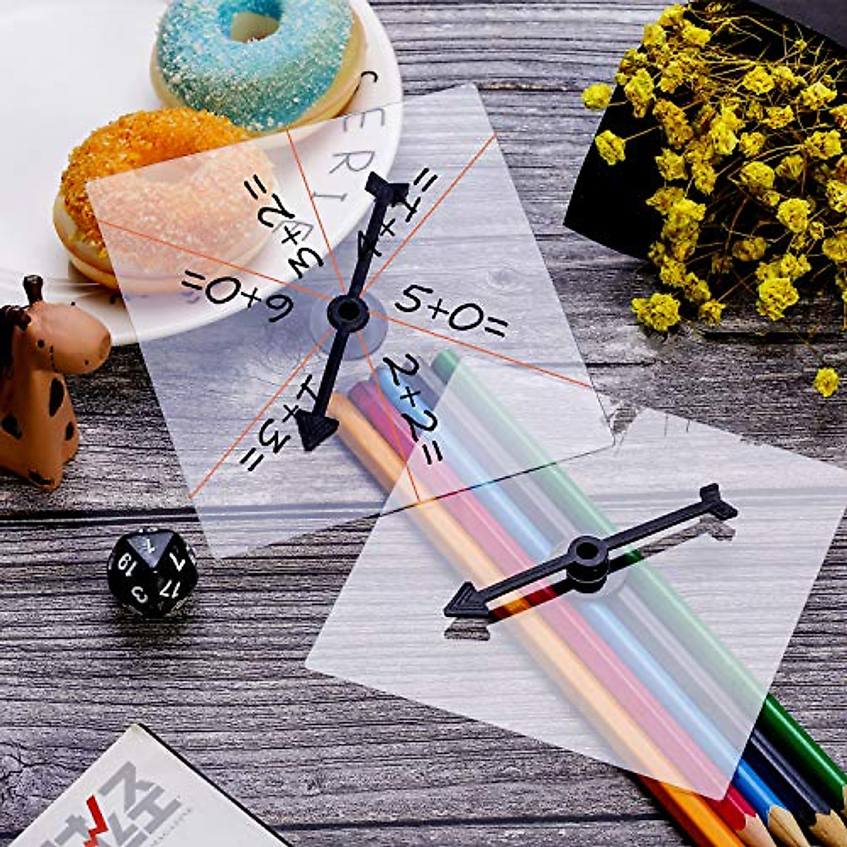 Gejoy 10 Pack Transparent Spinners Dry Erase Math Game Spinner with Rotating Arrow