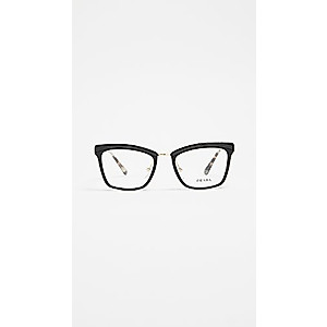 Prada Women's Square Glasses, Black/Clear, One Size