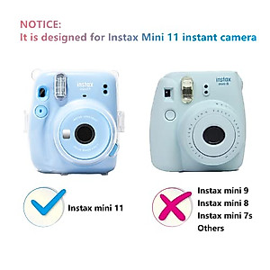 Leonuliy Mini 11 Protective Case, Film Storing Box, Removable Shoulder Strap for Fujifilm Instax Mini 11 Instant Camera, Hard PVC, Clear.