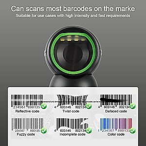 LICOERD Desktop 2D Barcode Scanner Platform Omnidirectional Auto Sensor Hand-Free POS System Barcode Reader QR Code Reader for Supermarket,Retail Store,Warehouse,Catering, Medical (Black)