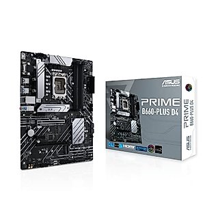 ASUS Prime B660-PLUS D4 LGA 1700(Intel 12th Gen) ATX Motherboard(PCIe 4.0, DDR4,3xM.2 Slots, 2.5Gb LAN, Rear USB 3.2 Gen 2x2 Type-C, Front USB 3.2 Gen 1 Type-C, Thunderbolt 4 Header Support)