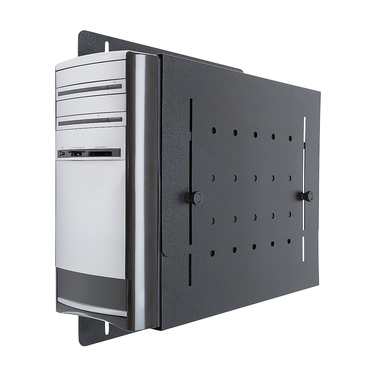 VersaTables | Made in USA | CPU Holder Bracket |Universal Computer Mount | Fits All PC Sizes | Easy Installation | Under-Desk | Standing Desk | Work from Home | Space Saving | Computer Storage | Black