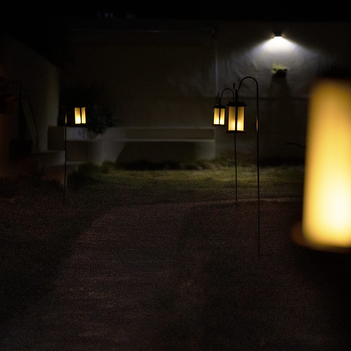 AURAXY LED Rechargeable Decorative Solar Outdoor Flame Flickering Lantern IP54 Waterproof Hanging Outside Battery Powered Decorations Lanterns Use for Porch Backyard Garden Table Patio Deck,etc(1PACK)