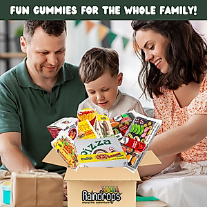 Raindrops – Raindrops Christmas Gift Box – Candy Gift Box – Candy Gift Basket Including Gummy Pizza, Small Sushi, Large Sushi, Hamburger, Noodles, Taco, Sandwich, and Fries – 8 Gummy Candy Assortments