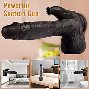 Thrusting Dildo Vibrator Sex Toys-Wireless Remote Control Realistic Dildo Clitoralis Stimulator Heated with 6 Telescopic & 10 Vibrations Modes Adult Sex Toys for Women Couples-Black