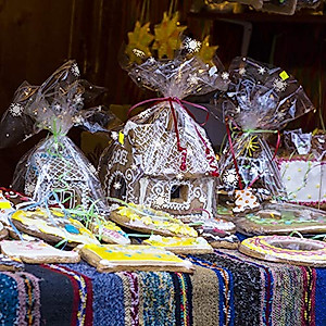 NUOBESTY Cellophane Wrap Roll | 2.5 Mil Thickness Snowflake Printed Gift Wrap Cellophane Cello Rolls for Christmas Gifts Baskets Arts Crafts