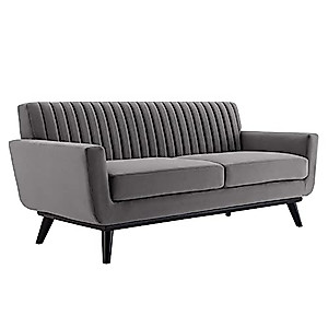 Modway Engage Channel Tufted Performance Velvet Loveseat in Gray