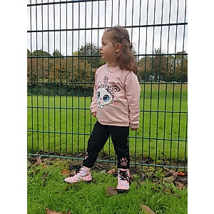 Axumity Toddler Girl Clothes Cat Print Pullover Sweatshirt + Leopard Print Pant 2-Piece Kid Girl Fall Winter Pants Set(4-5T)