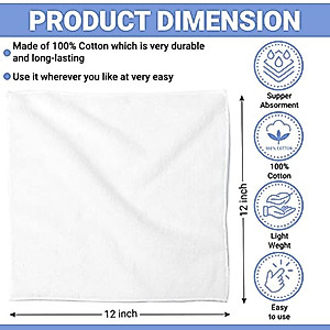 QUBA LINEN Wash Cloth Set - Pack of 24, 100% Cotton - Flannel Face Cloths, Highly Absorbent and Soft Feel Fingertip Towels (12x12 Pack of 24)
