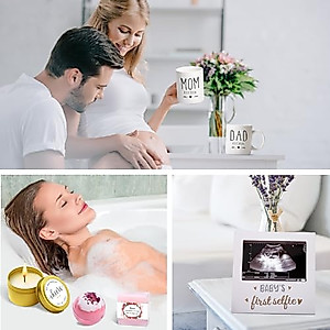 ShinnyWis 2024 New Mom Gifts for Women- Announcements Pregnancy Gifts for First Time Moms, Gender Reveal Gifts for New Parents Mom and Dad Mugs-11oz Coffee Mug Set