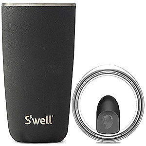 S'well Stainless Steel Tumbler with Clear Slide-Open Lid - 18 Fl Oz - Onyx - Triple-Layered Vacuum-Insulated Containers Keeps Drinks Cold for 12 Hot for 4 Hours - BPA-Free Water Bottle