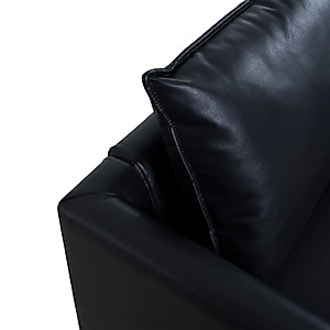 Naomi Home Modular Sofa Middle Module with Storage Accent Armless Chair for Modular Sofa Customizable Sectional Sofa Couch Accent Armless Chair, Air Leather, Black