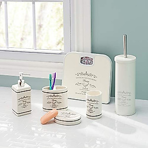 Home Basics Paris Collection 4 Piece Bathroom Accessories Set Featuring a Soap Dispenser, Toothbrush Holder, Tumbler, and Soap Dish