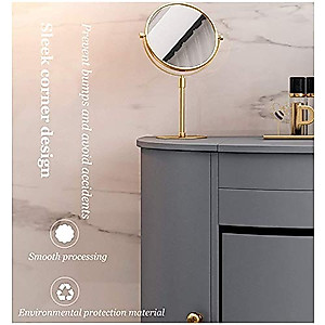 LEONYS Vanity Table Set with Mirror & 2 Drawers, Makeup Vanity Dressing Table, Dresser Desk and Cushioned Stool Set for Girl, Women Bedroom