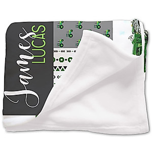 MDPrints Tractor Personalized Baby Blankets for Boys, Personalized Baby Gifts with Name, Customized Baby Blanket, Newborn Boy Gift, Soft Fleece