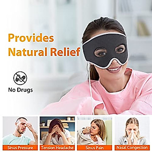 Comfheat USB Sinus Relief Mask Moist Heat Face Heating Pad for Sinus Pressure, Nasal Congestion, Sinusitis, Allergies, Stress, 3 Heat Settings, Warm Compress Therapy for Car Travel (Non-Rechargeable)