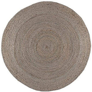 THE PIKKU INTERNATIONAL - Rug Round Natural Jute Hand Woven Braided Area Rug Grey Color Carpet (132 x 132 Inch (11 Feet Round))