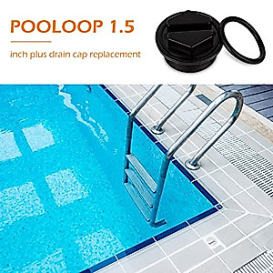 POOLOOP 86202000 1-1/2'' Pool Filter Drain Plug with O-Ring Replacement for Pentair EasyClean, FNS Plus, Warrior Pool & Spa D.E. Filters (1 Pack), Black