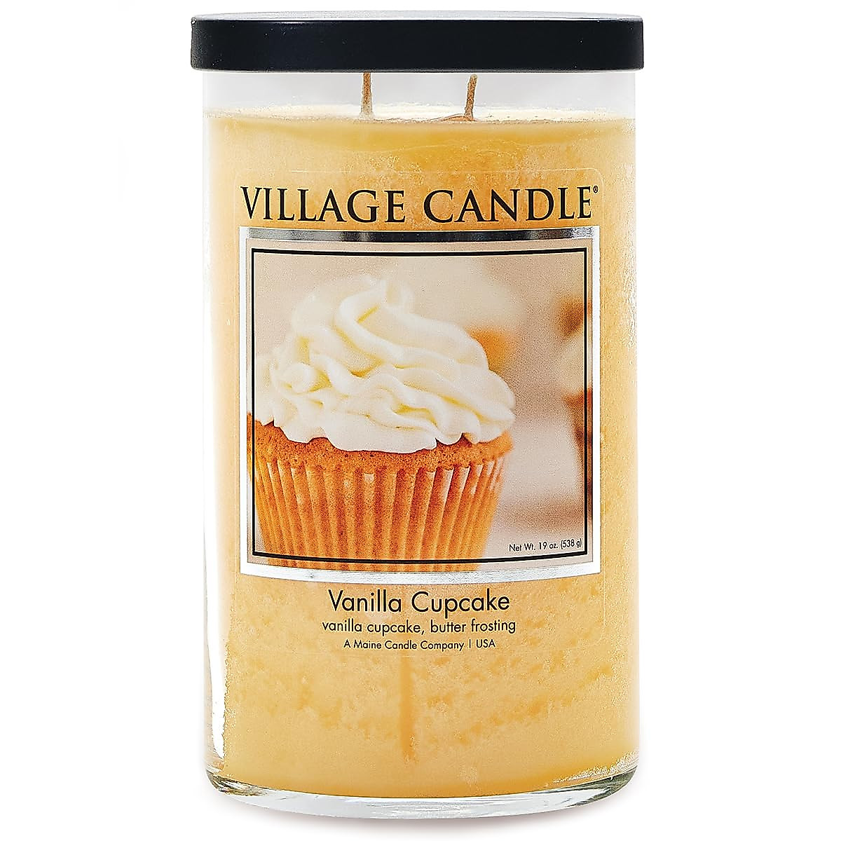 Village Candle Vanilla Cupcake Large Tumbler Jar Candle, 19 Oz, Traditions Collection, Ivory