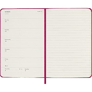 Moleskine Weekly Planner 2022, 12-Month Weekly Diary, Weekly Planner and Notebook, Hard Cover, Large Size 13 x 21 cm, Colour Bougainvillea Pink, 144 Pages