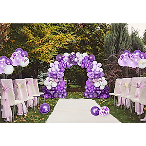 152Pcs Purple Balloons Garland Arch Kit White Purple Confetti Latex Metallic Balloons with Paper Butterfly for Wedding Engagement Mothers Day Purple Butterfly Birthday Party Decorations Supplies