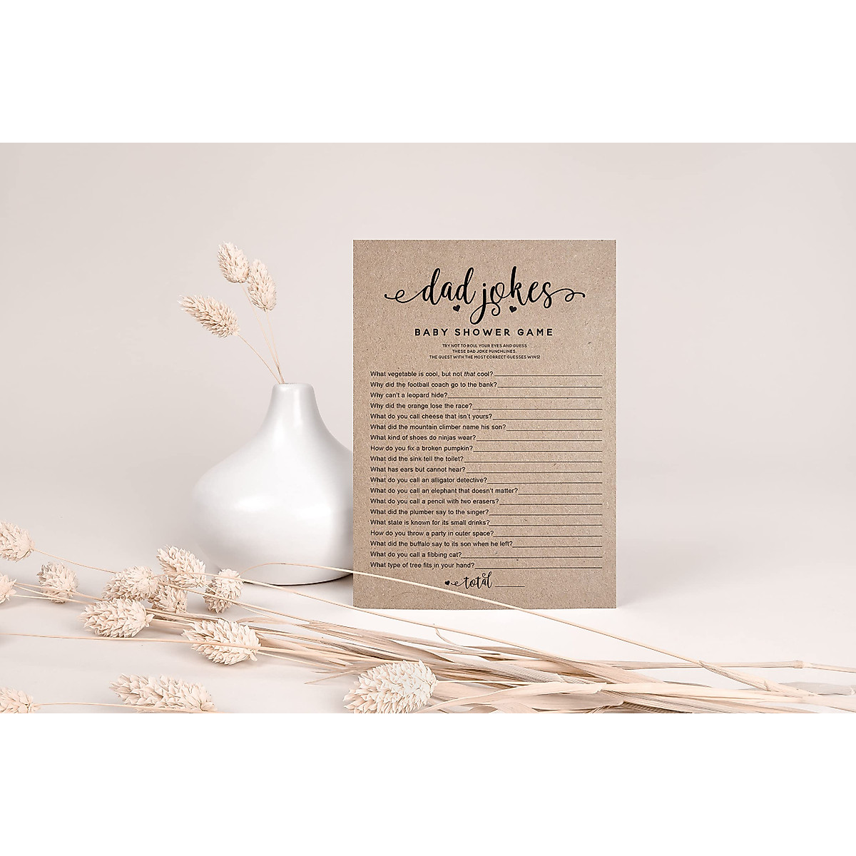 Your Main Event Prints 50 Pack Kraft Baby Shower Games, Fun Dad Joke Game, Great for Baby Shower, Baby Sprinkle, or any Party!