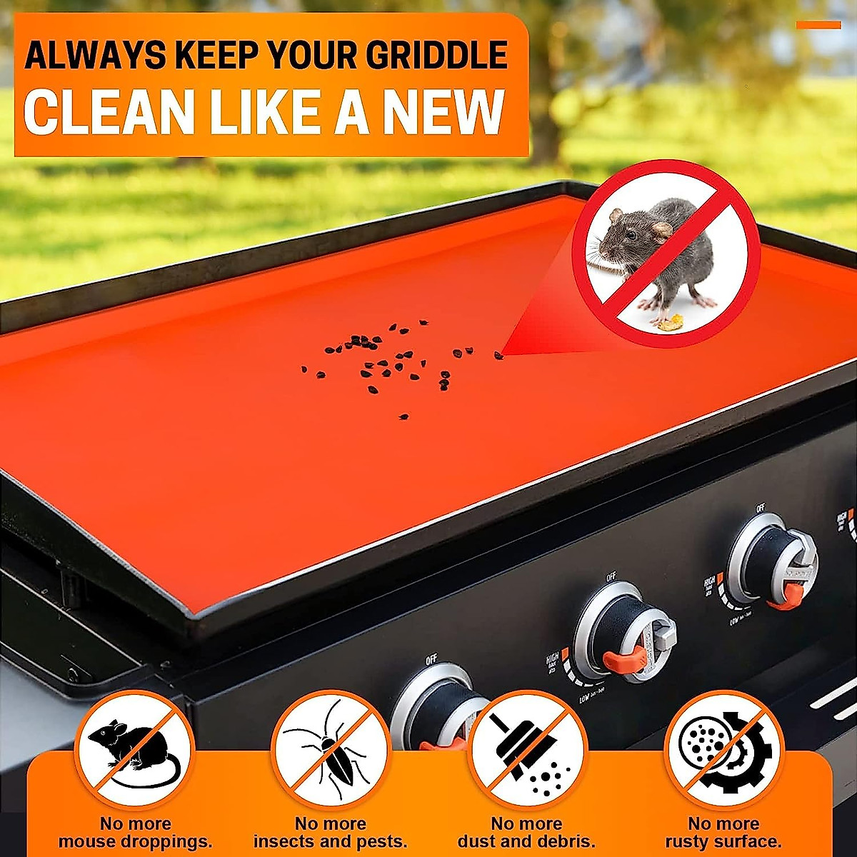 i-FSK Heavy Duty Silicone Griddle Mat (1.98 lbs) for Blackstone 36", All-Season Cover, Effortless Cleaning Accessory