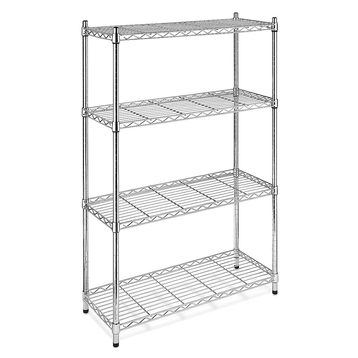 Whitmor Supreme 4 Tier Adjustable Shelves and Leveling Feet, Chrome