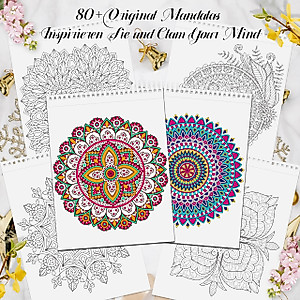 Elfew 2 Pack Mandalas Coloring Books for Adult, 80 Original Mandala Patterns and Designs, Coloring Book for Adults Relaxation, Adult Coloring Book Spiral Bound, Relaxation Books for Women