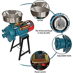 Electric Grain Grinder Mill, 3000W 110V Corn Grinder Mill Electric, Dry Cereals Rice Coffee Wheat Corn Mills with Funnel, Grain grinder mill powder machine