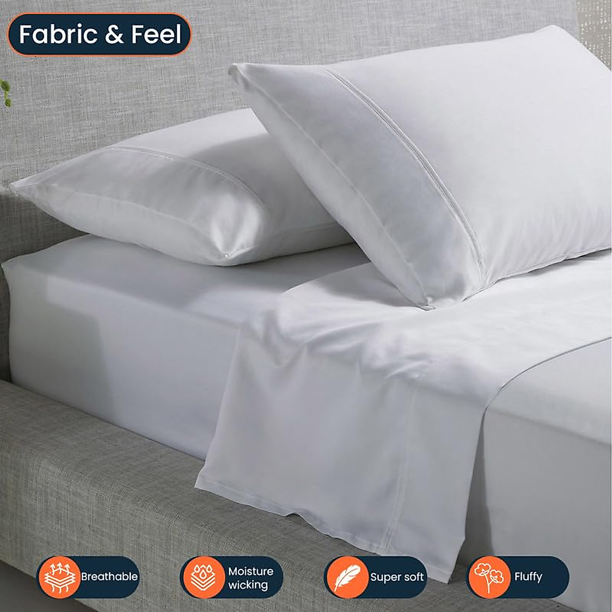 Banke Bihari 100% Egyptian Cotton 600 TC 1 Piece Fitted Sheet Only Soft & Smooth Hotel Feel Sateen Weave Solid 15" inch Extra Deep Pocket (Full XL-White)