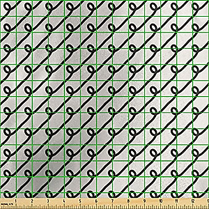 Ambesonne Abstract Fabric by The Yard, Basic Diagonal Knots or Streaks Drawn by Hand in Monochrome Style, Decorative Satin Fabric for Home Textiles and Crafts, 1 Yards, Charcoal Grey Eggshell