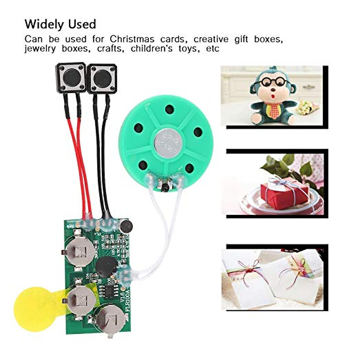 120 Seconds DIY Greeting Card Chip, Recordable Voice Sound Chip Module, Built-in Button Battery for Gift Boxes, Invitations, Handmade Products