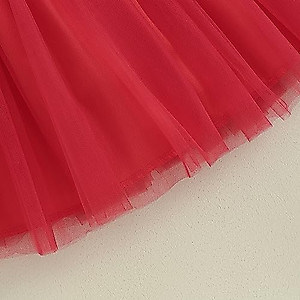 Infant Toddler Girls Christmas Dress Outfit Long Sleeve Ruffle Collar Princess Lace Dress Vintage Newborn Baby Clothes (K-Patchwork-Red, 6-12 Months)