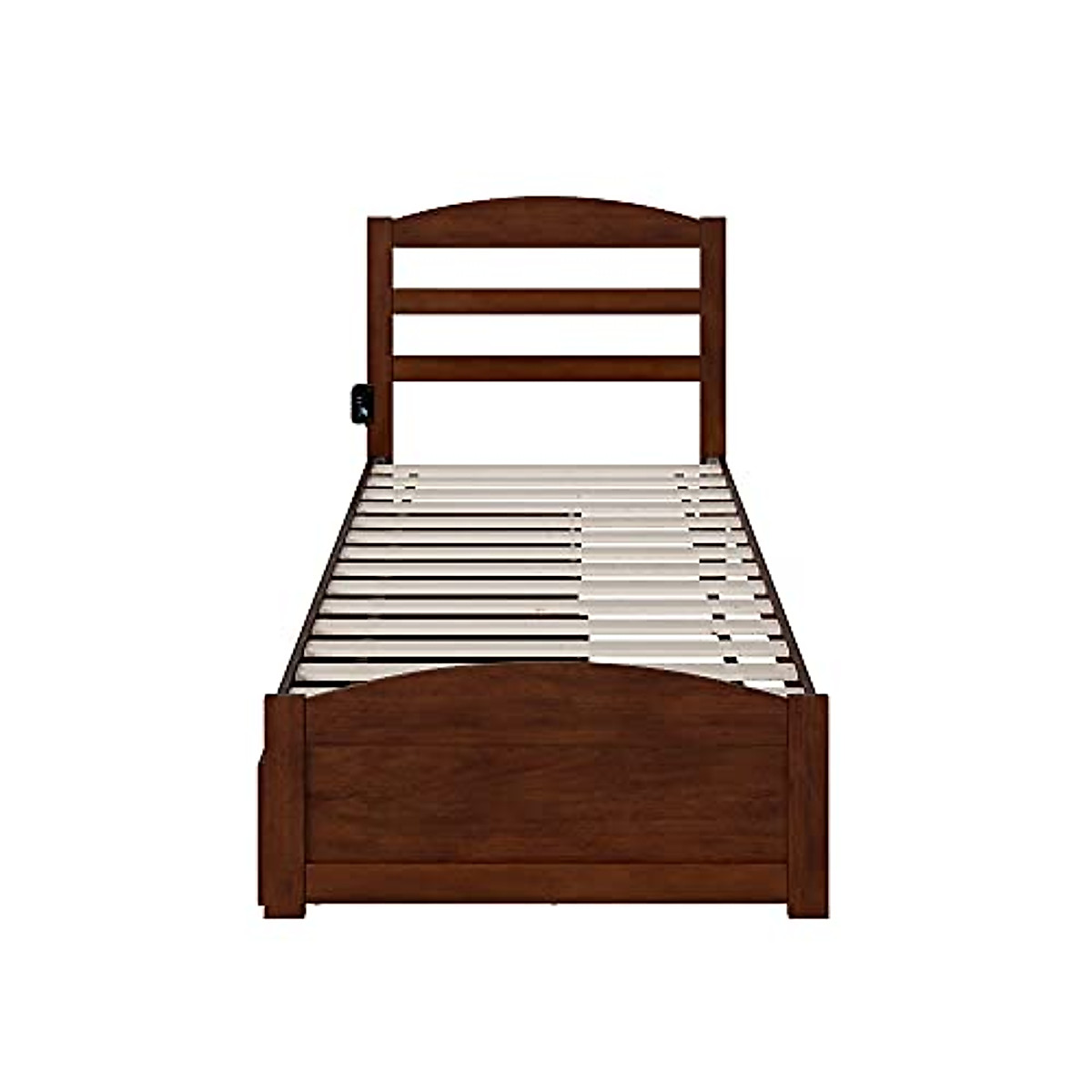 AFI Warren Twin XL Size Platform Bed with Footboard, Storage, & Charging Station in Walnut