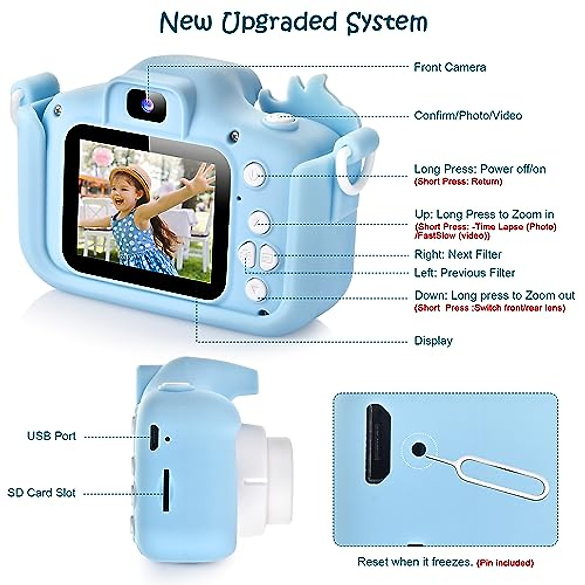 ARNSSIEN Kids Camera Toys for 3-12 Year Old Boys/Girls,Portable Selfie Camera for Kids,HD Digital Video Cameras for Toddler,Chritmas Birthday Festival Gifts for Kids