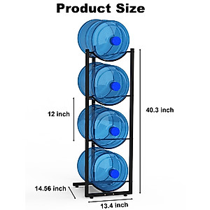 MYLOLF 3&5 Gallon Water Jug Holder: 3 4 5 6 Tier Storage 5 Gallon Coller Water Bottle Rack - 5 Gal Stackage Container Organizer Stand for Home Kitchen Garage（4 Tier）