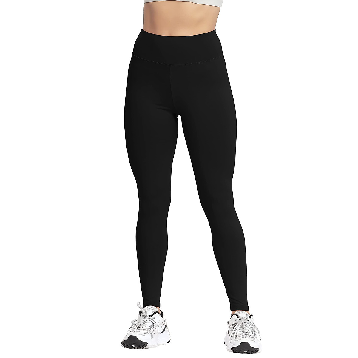 VALANDY High Waisted Leggings for Women Stretch Tummy Control Athletic Workout Running Yoga Pants Black Plus Size