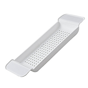 Bathtub Tray Stable Placement Plastic Material Draining Design Bath Tub Table for Bathroom Adjustables and Expandable, Perfect for Placing on a Bathtub.(White)